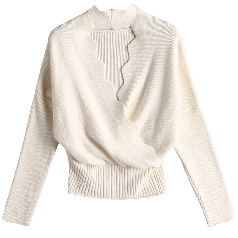 Wipalo Low Cut Sexy Sweater Women Pullovers Long Sleeve Knitwear 2018