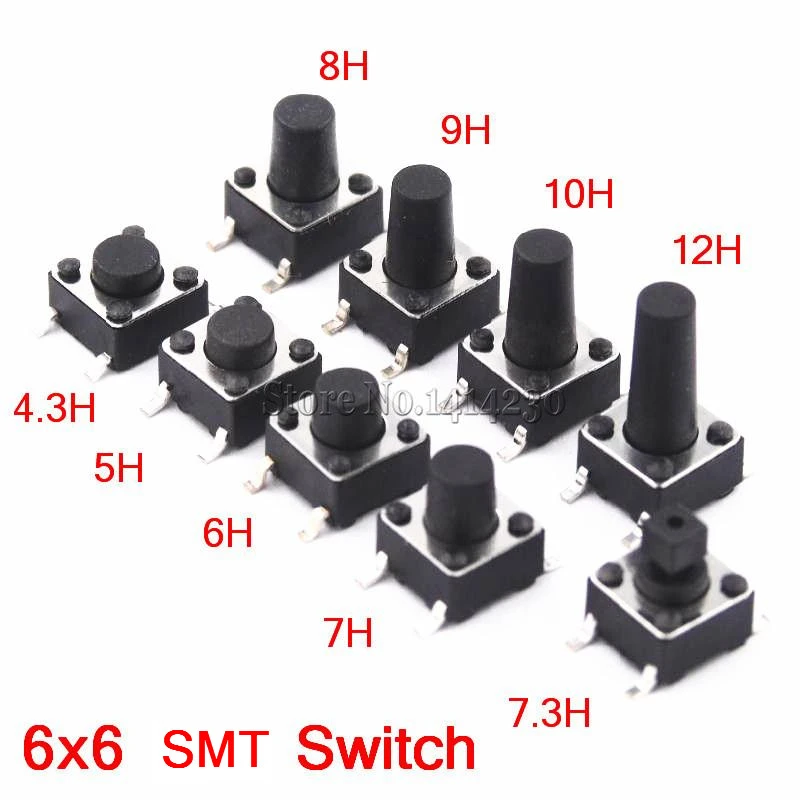 6x6mm Panel Pcb Momentary Tactile Tact Mini Push Button Switch Smt 4pin ...