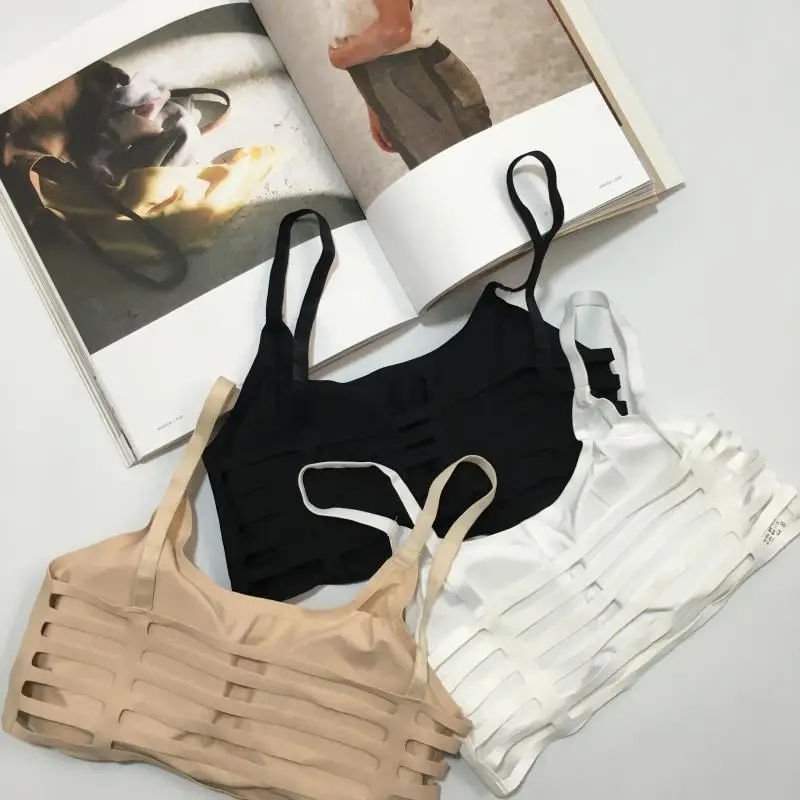 Summer Women Crop Top Underwear Hollow Out Bandage Tank Cotton Vest