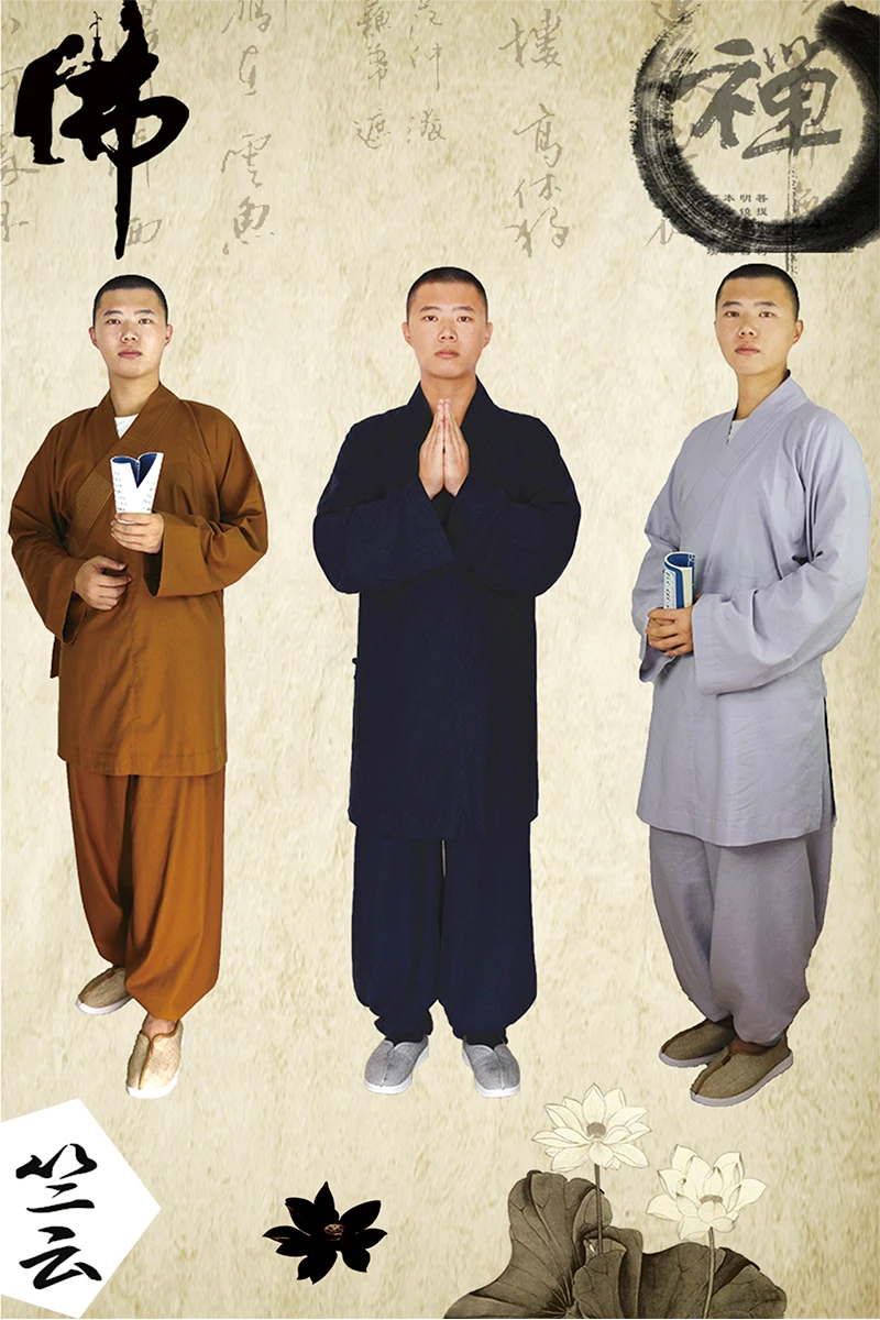 2019 summer unisex buddhist robe zen meditation robes shaolin temple ...