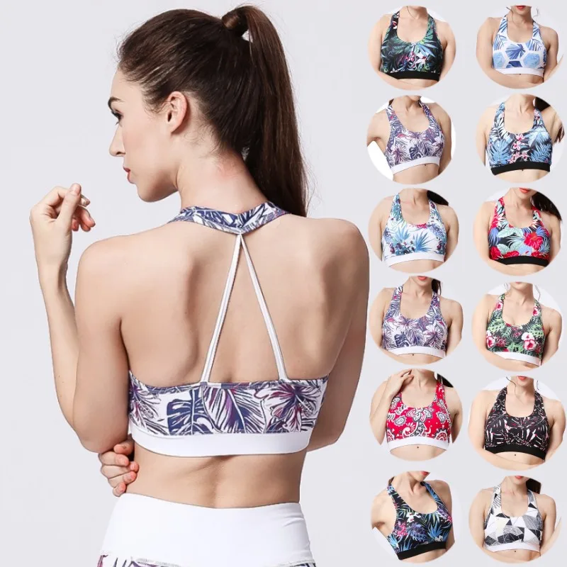 Womens Printing Push Up Seamless Sports Bra Yoga Bra Sportswear