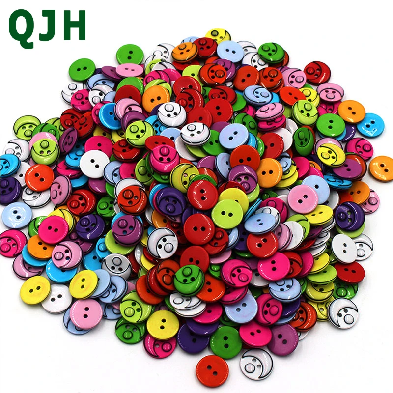 Wholesale 200pcs 15mm QJH Round Resin smile face Buttons Craft Sewing ...