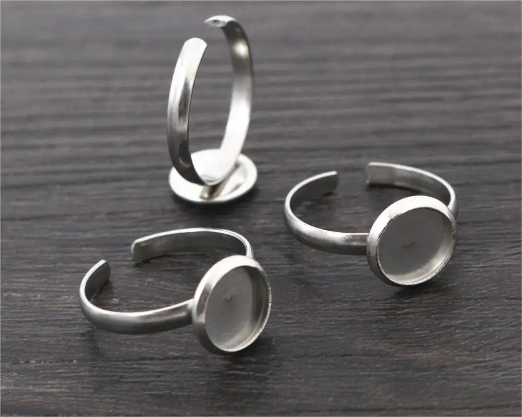 8mm 10mm 10pcs/Lot No Fade Stainless Steel Adjustable Ring Settings ...