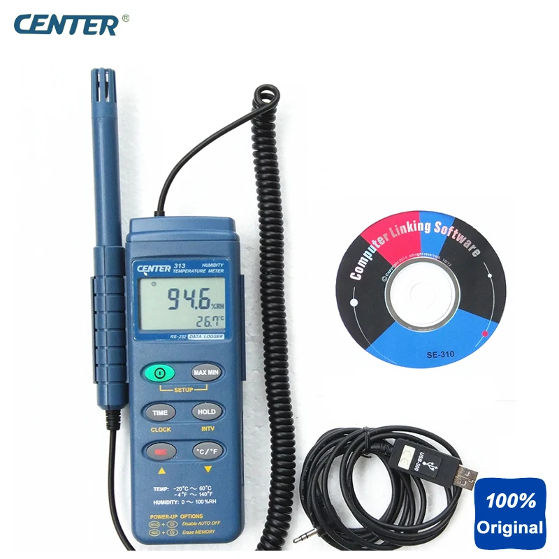 Portable Humidity Temperature Meter Triple Display PC Interface 16000 ...