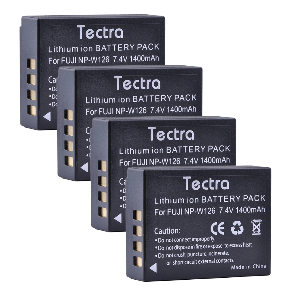 Tectra 4pcs 1400mAh NP-W126 NPW126 Battery for Fujifilm Fuji X-Pro1 ...