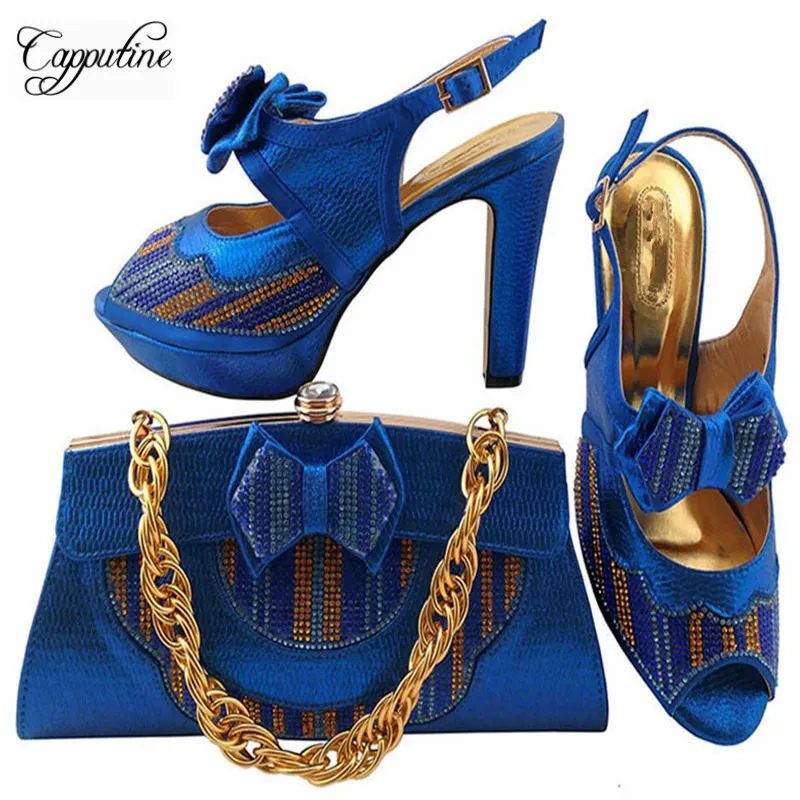 African Desgin Rhinestone High Heel Shoes And Bag Set For New Summer ...