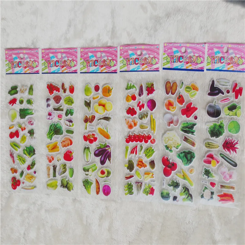 5 Sheets Vegetable Sticker Cute DIY Stickers Cartoon Children Food ...