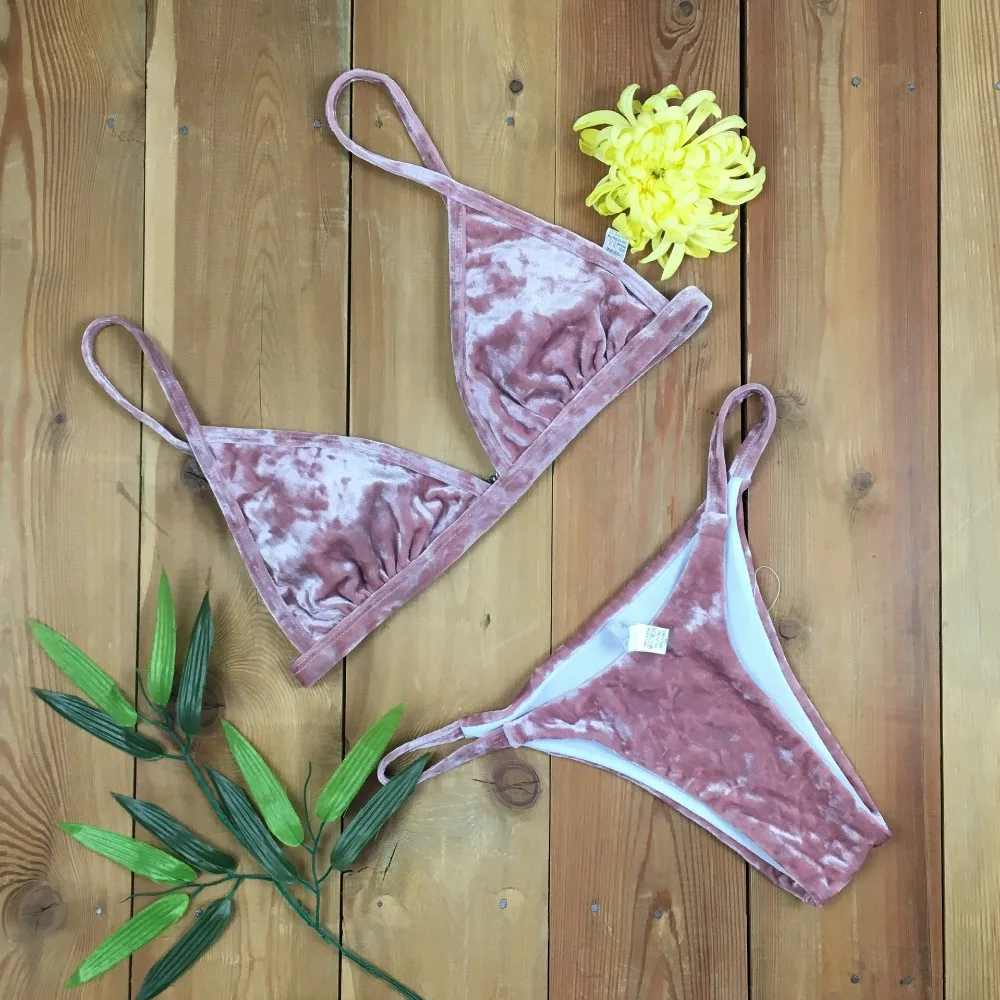 Velvet Women Swimwear 2018 Push Up Brazilian Bikini Set Micro Bikini ...