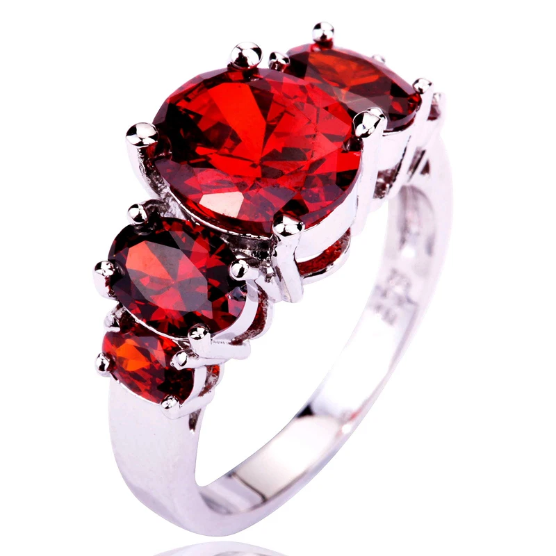 Envío Gratis nueva moda Anillos joyería oval cut rojo AAA cubic ...
