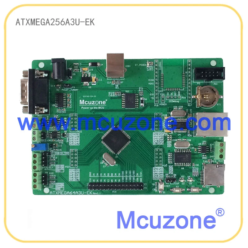 ATxmega256A3U-EK development board,12Bit ADC and DAC,7 USARTs, PDI, USB ...