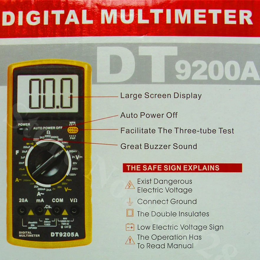Digital Multimeter Excel DT9205A, Yellow/Black