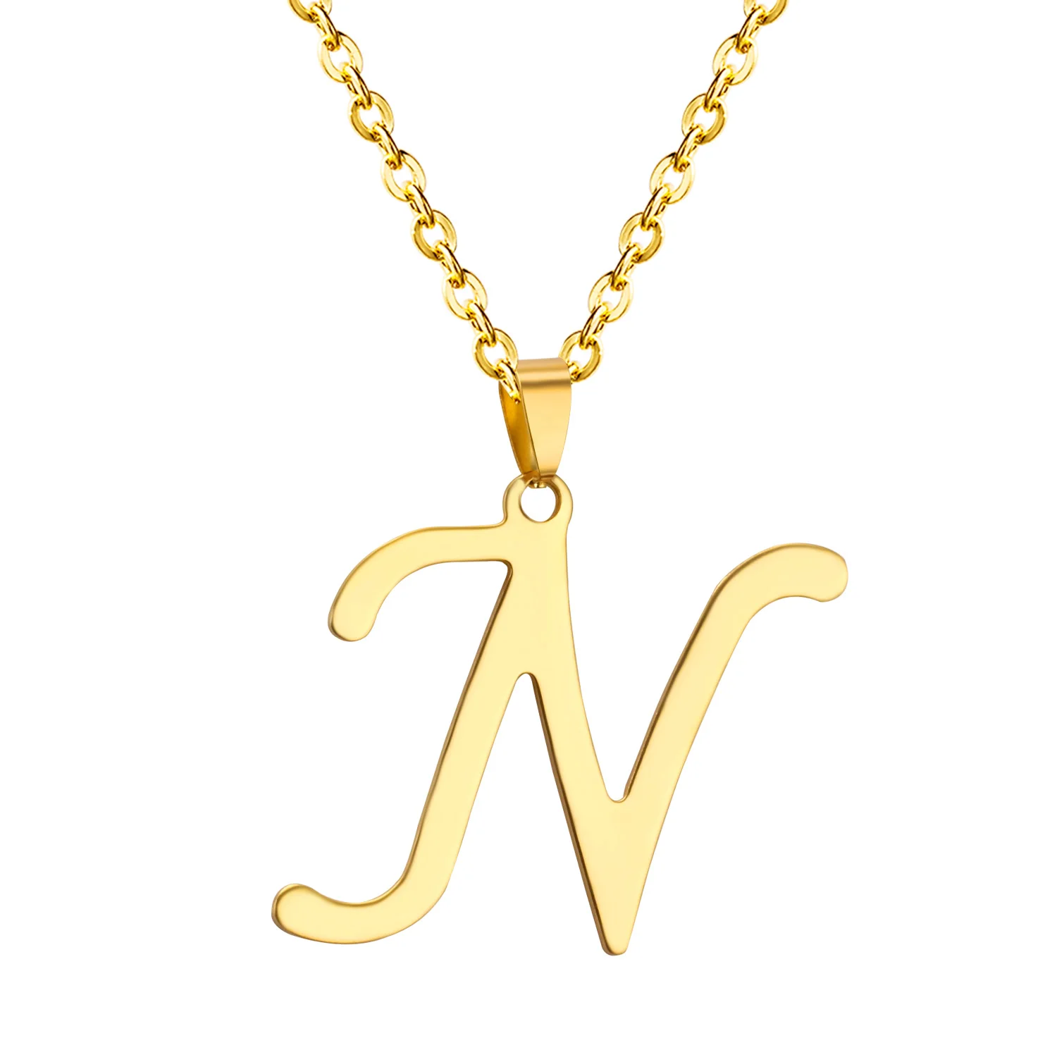 Nuevo Colgante de la Letra "N", con Los Collares de Acero Inoxidable ...