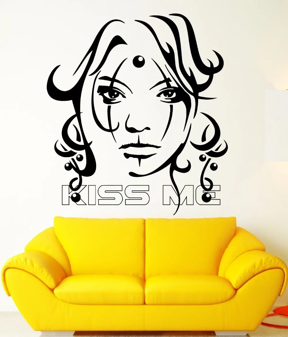Sexy Girl Vinyl Decal Kiss Me Beauty Women Tattoo Decor Wall Stickers ...