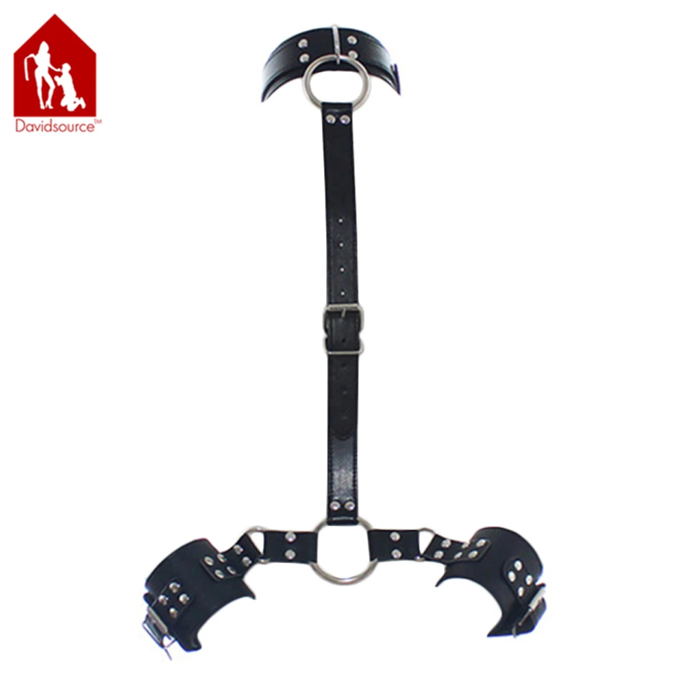 Davidsource Leather Strap Collar With Handcuff Wasit Cuffs Sex Slave