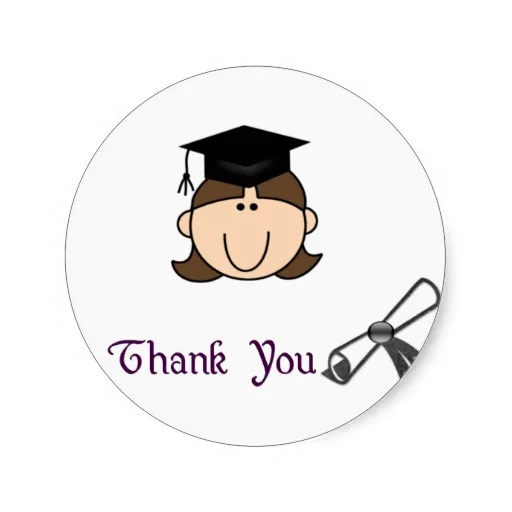 3.8cm Dark Hair Girl Graduation Thank You Stickers|stickers thanks ...