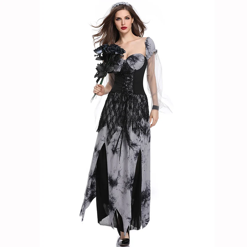 Adult Black Gothic Zombie Ghost Bride Sexy Role Playing Costumes Evil ...