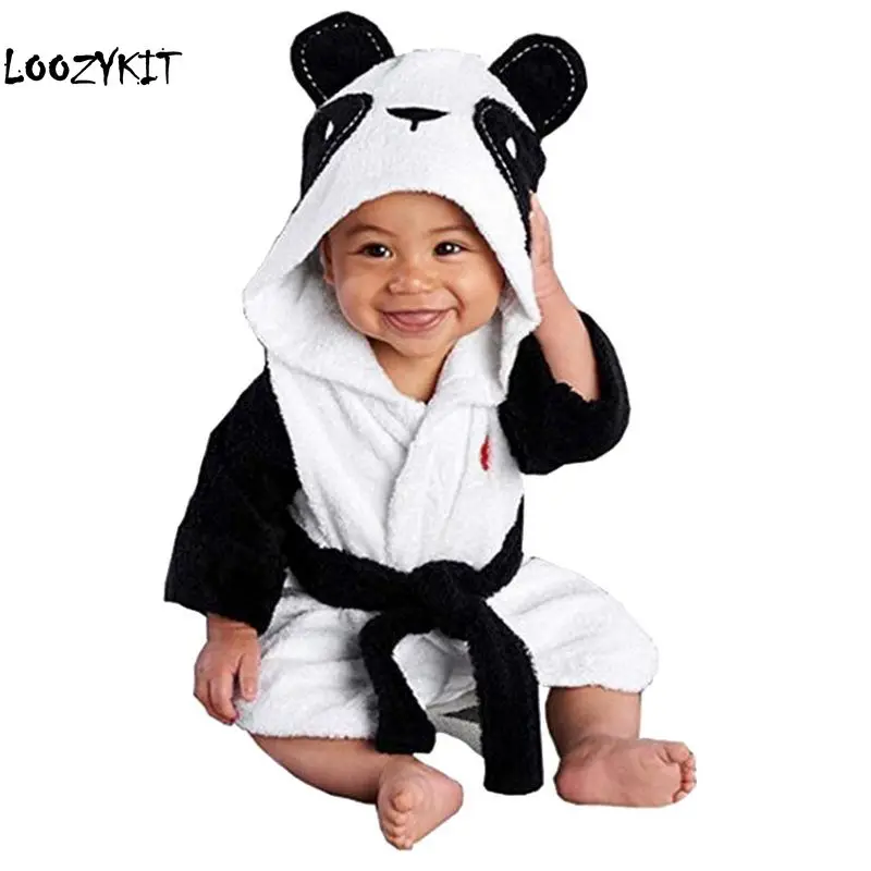 Loozykit Flannel Bathrobe Winter Warm Kimono Robe Animal Panda Baby Boy ...
