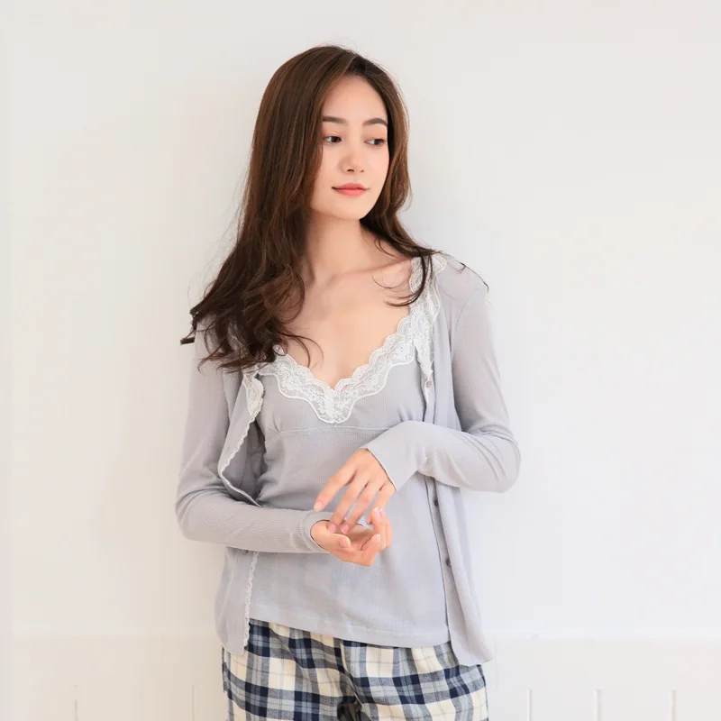 New Autumn Winter Womens Pajama Sets Home Wear Ladies Warm Cotton ...