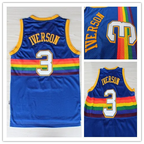 Denver-3-Allen-Iverson-Jerseys-Throwback-Basketball-Jersey-Rainbow-Blue ...