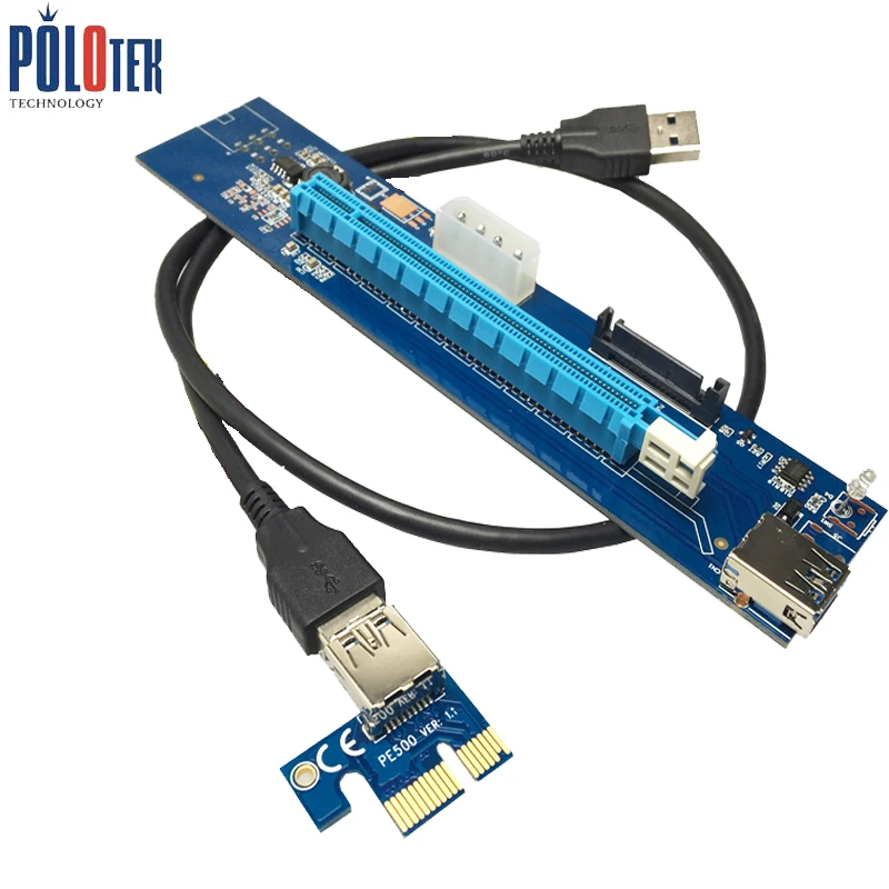 0.6M PCI Express PCI E 1X to 16X Riser Card Adapter PCIE Extender with ...