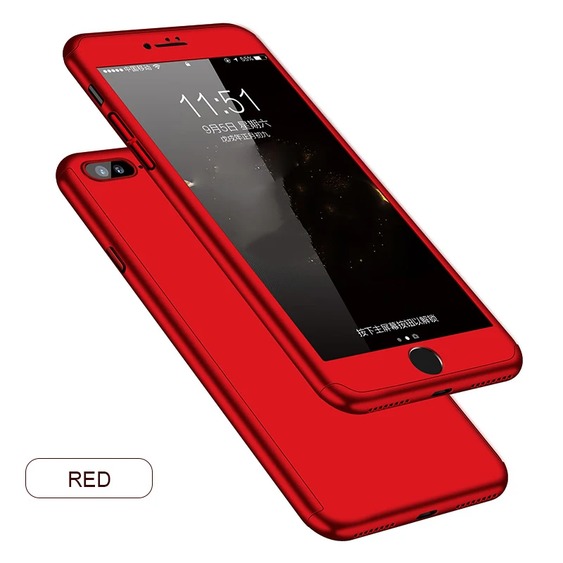 360 Degree Full Cover Phone Case For iPhone X 7 8 6 6s Plus Protective ...