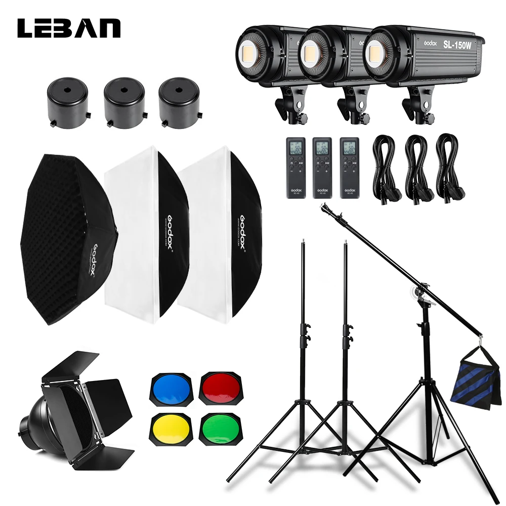 Godox 3pcs Sl-150w 5600k Color Temperature Studio Led Continuous Photo ...