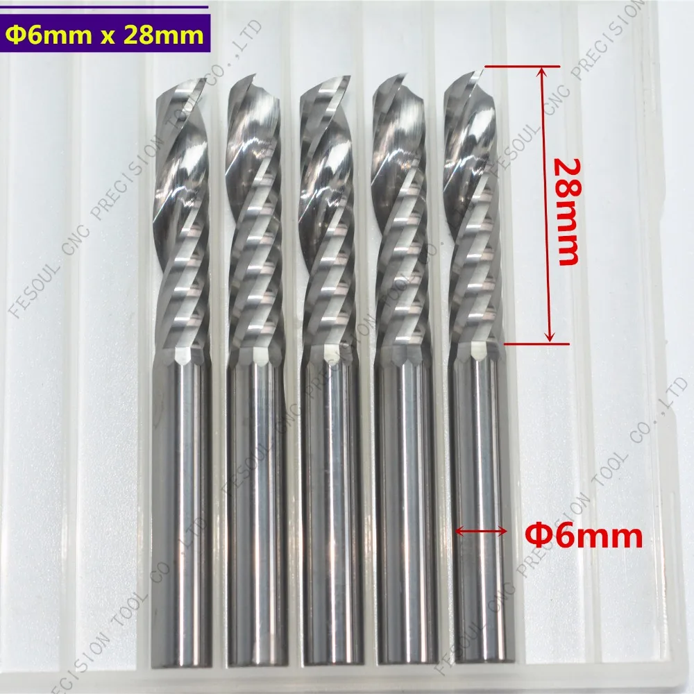 6mm*28mm,5pcs,Free shipping 1 Flute End Mill,CNC machine milling Cutter ...
