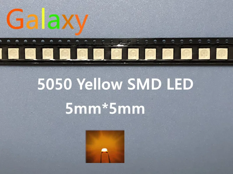 5050 SMD LED Chip amarillo Ultra brillante 60mA DC 2V superficie ...
