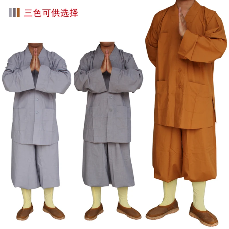 Novo 3 cores shaolin templo traje zen budista robe monge budista vestes ...