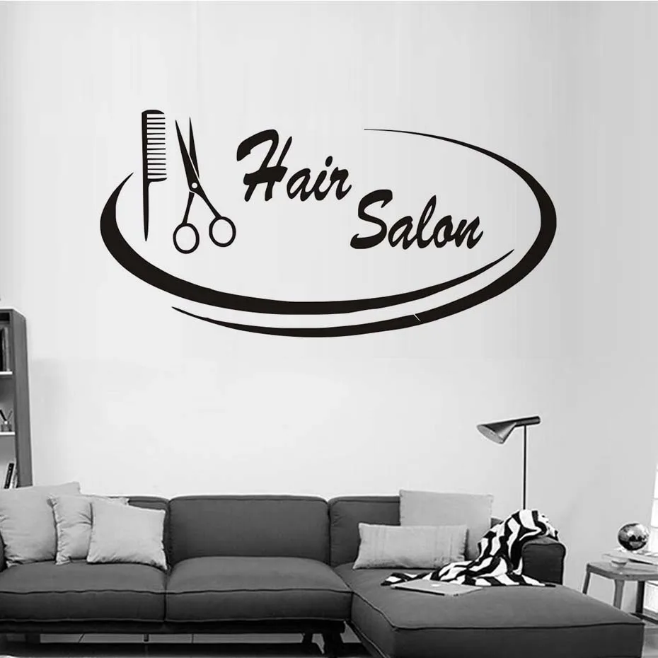 Hair Salon Vinyl Wall Sticker For Hairstyle Shop Wall Decor Removable