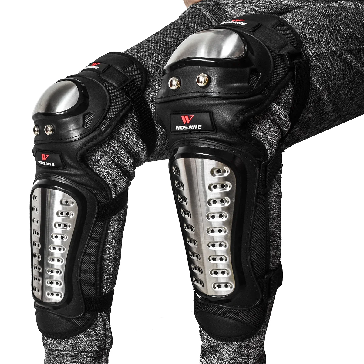 Wosawe Stainless Steel Knee Protector Breathable Motorcycles Armor