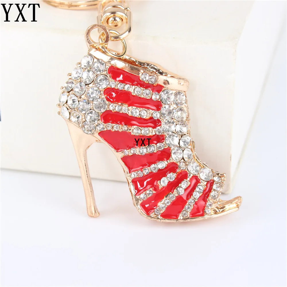 Red High Heels Shoe Pendant Charm Rhinestone Crystal Purse Bag Keyring ...