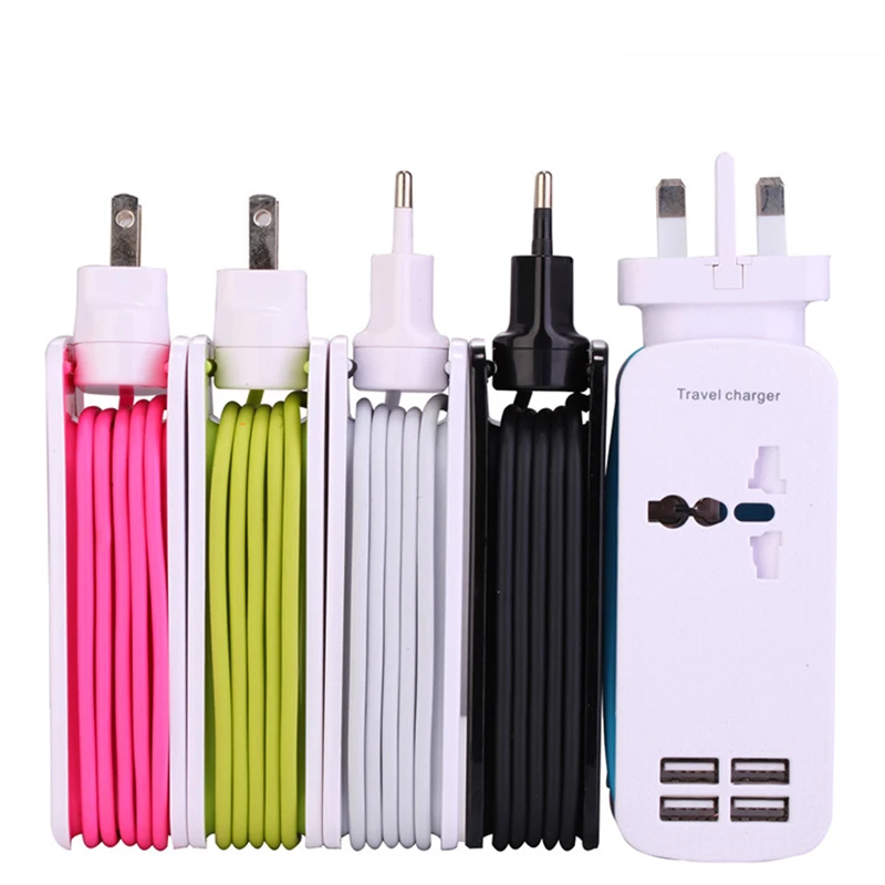 Universal 4 Way Multi USB Mobile Phone Hub Charger 4.2A EU/US/UK AC ...