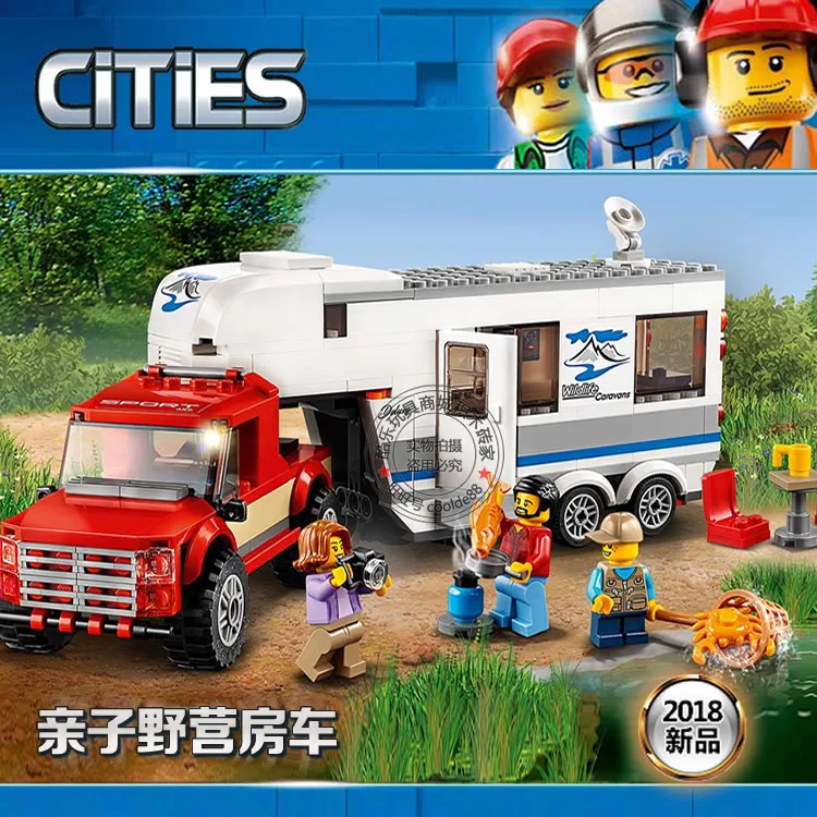City Series Pick Up Truck Caravan Camper 02093 Building Bricks DIY ...