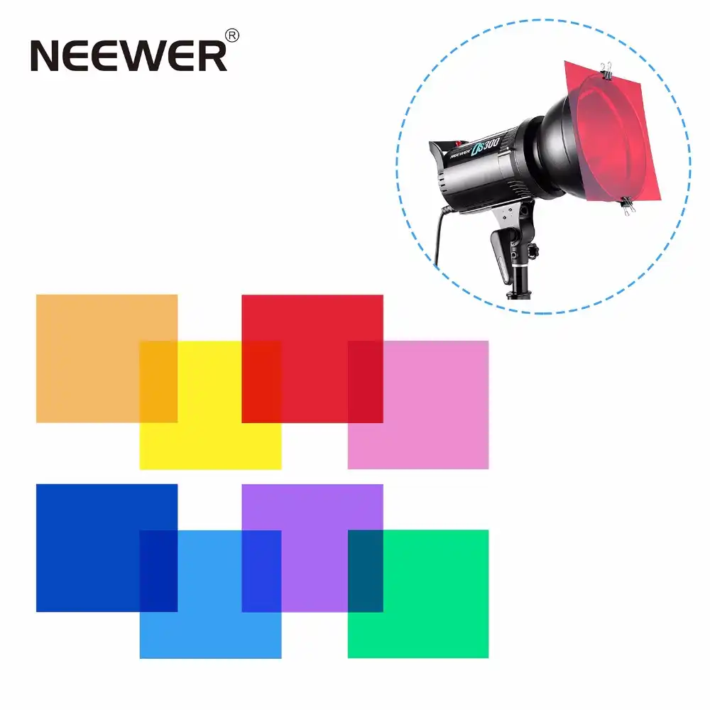 Neewer 8 Pack Lighting Color Filter Tansparent Color Correction Filter ...