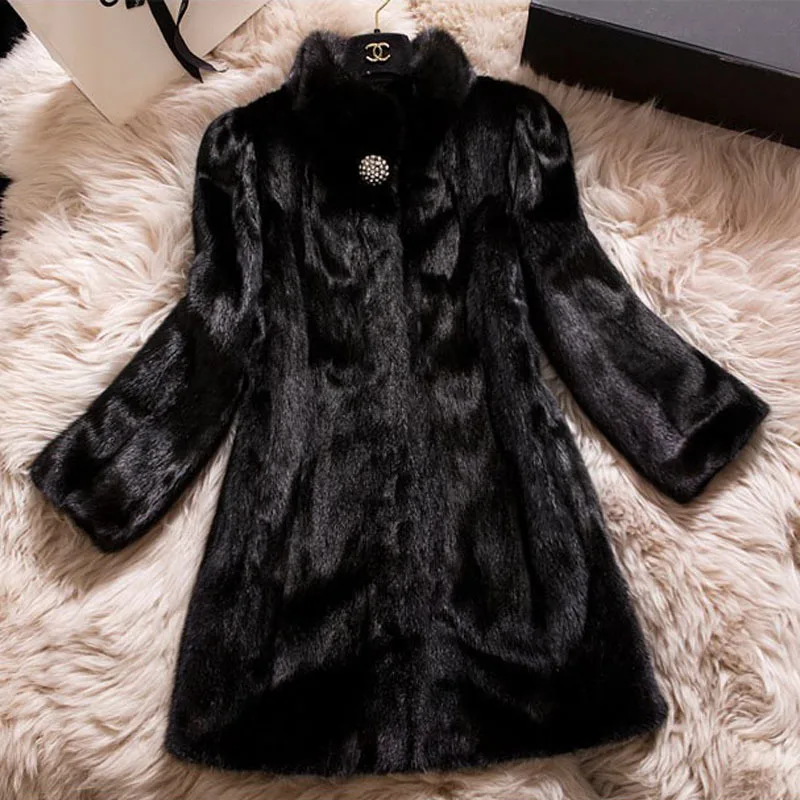 Plus Size 4XL 5XL 6XL Casacos De Pele Do Falso para Mulheres inverno ...