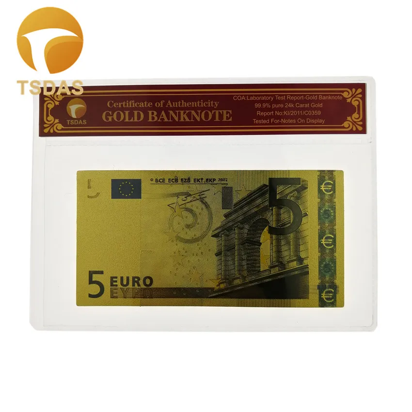 EURO Gold Banknote in Colors Luxury 999 24k Golden Note Collectible In ...
