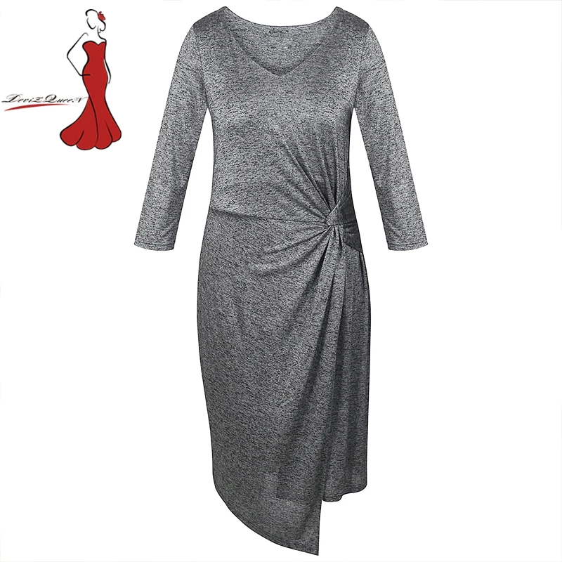 Sexy Casual 2017 Women Dress Office Robe Bodycon Tunic Half Sleeve Grey ...