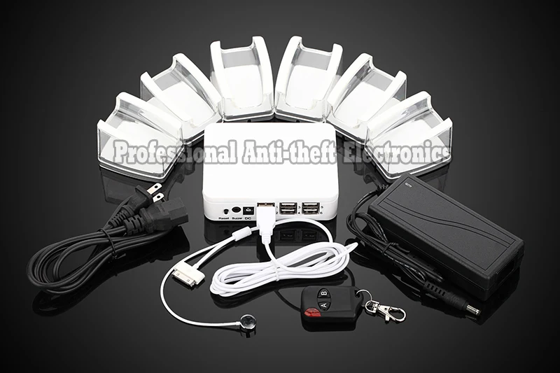 6 port cell phone security display alarm system with acrylic holder and ...