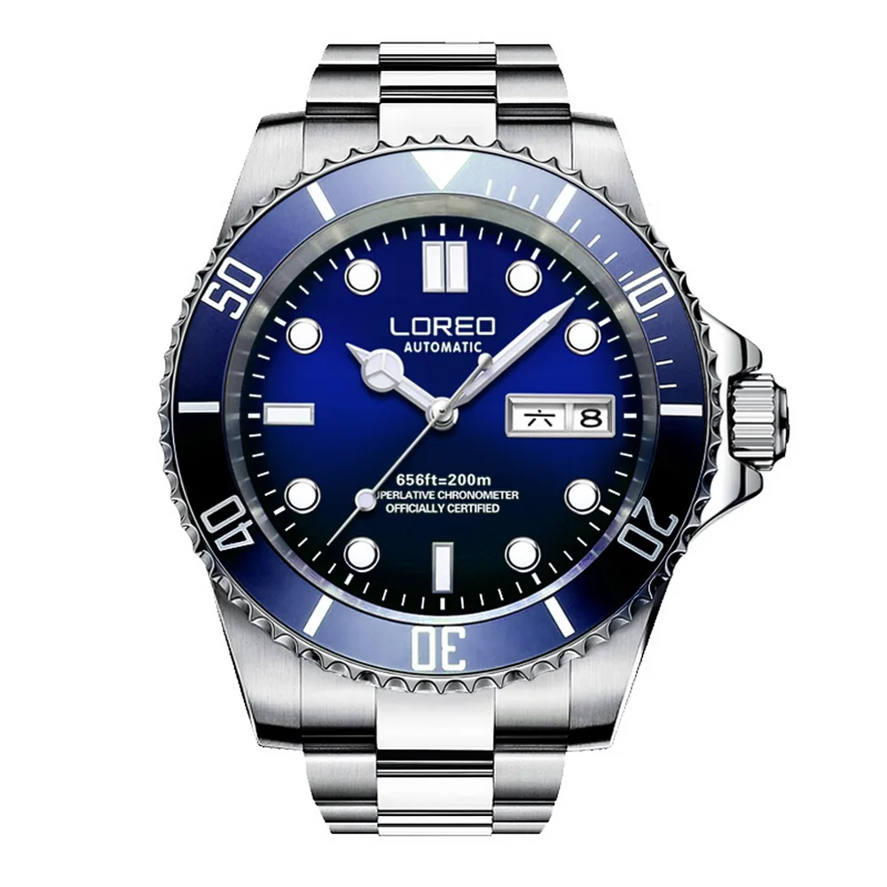 Loreo Mens Sport Luminous Rotatable Bezel 200m Waterproof Automatic ...