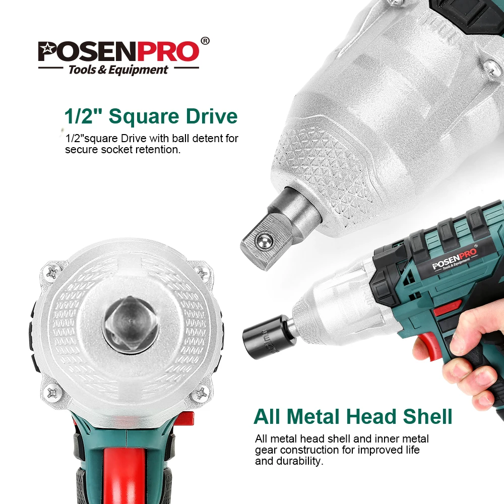 POSENPRO 450W Electric Impact Wrench Powerful 320Nm Max Torque 1/2 inch ...