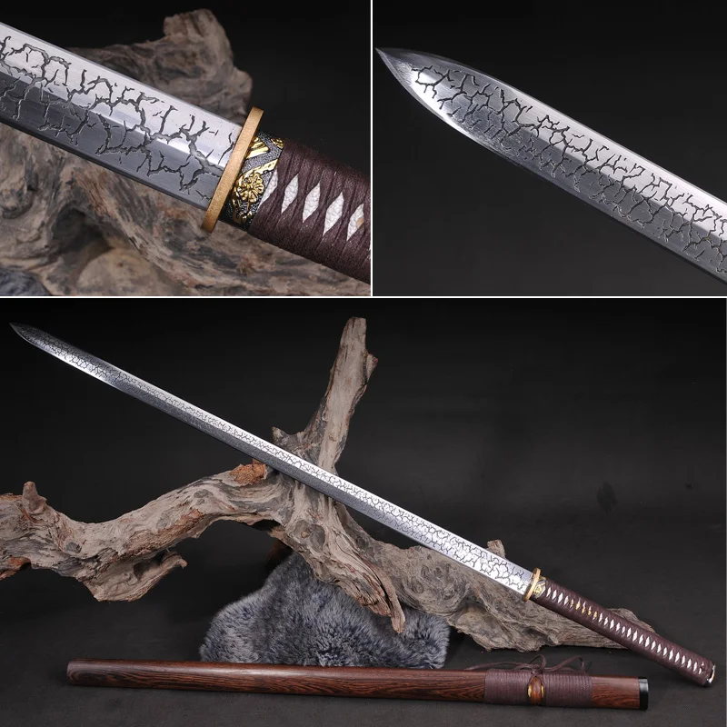 Hand made t10 Dobrado aço Espada chinesa Da Dinastia Tang Reta Full ...