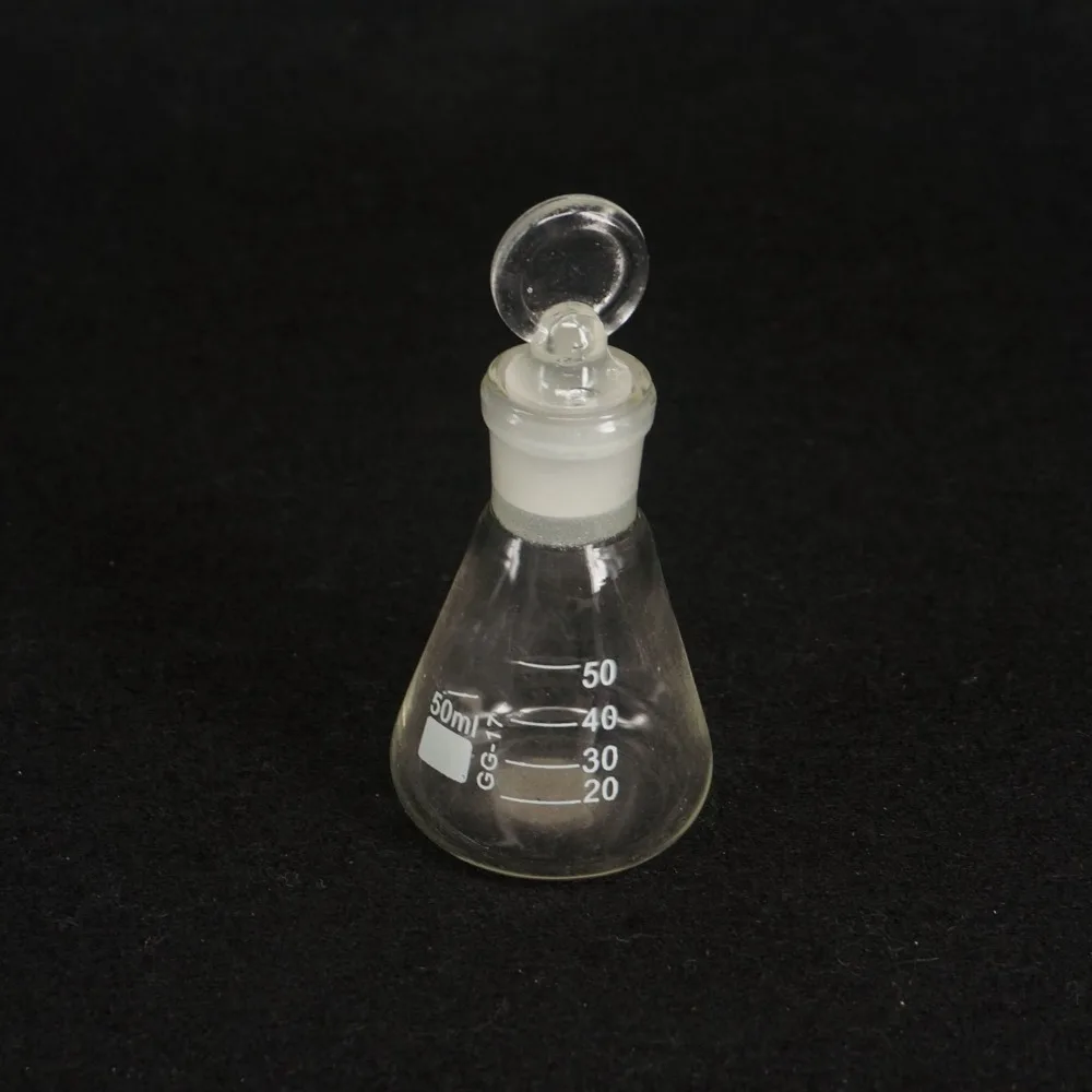 50ml Lab Borosilicate Glass Erlenmeyer Conical Flask With Ground-in ...