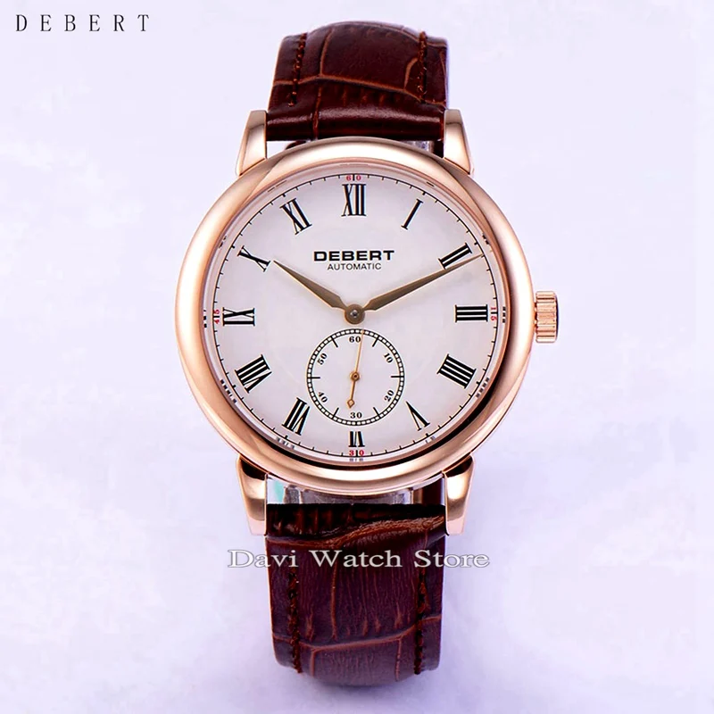 Debert 40mm gold hände sapphire glas 316L Seagull 1731 Automatische ...