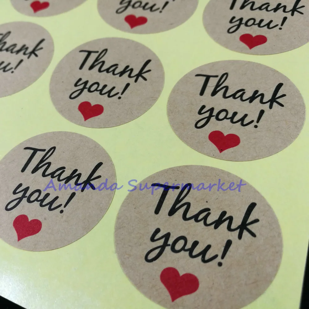 Handmade Thank You Sticker 300pcs/lot 38*38mm Vintage Stickers Kraft ...
