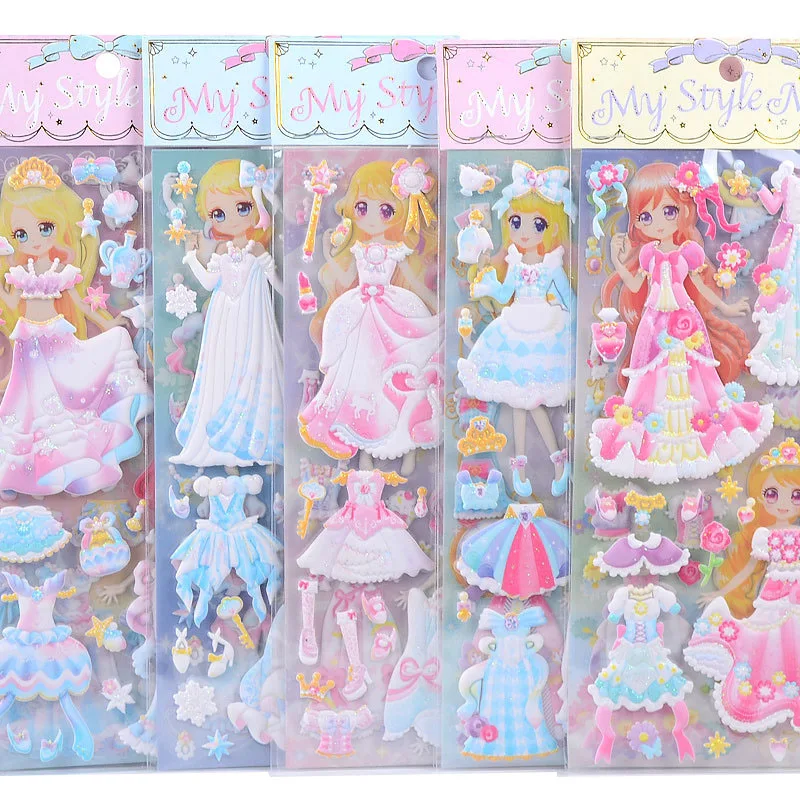 Random Style Princess Sticker Girls 3D Kawaii Laptop Dress up Girl ...