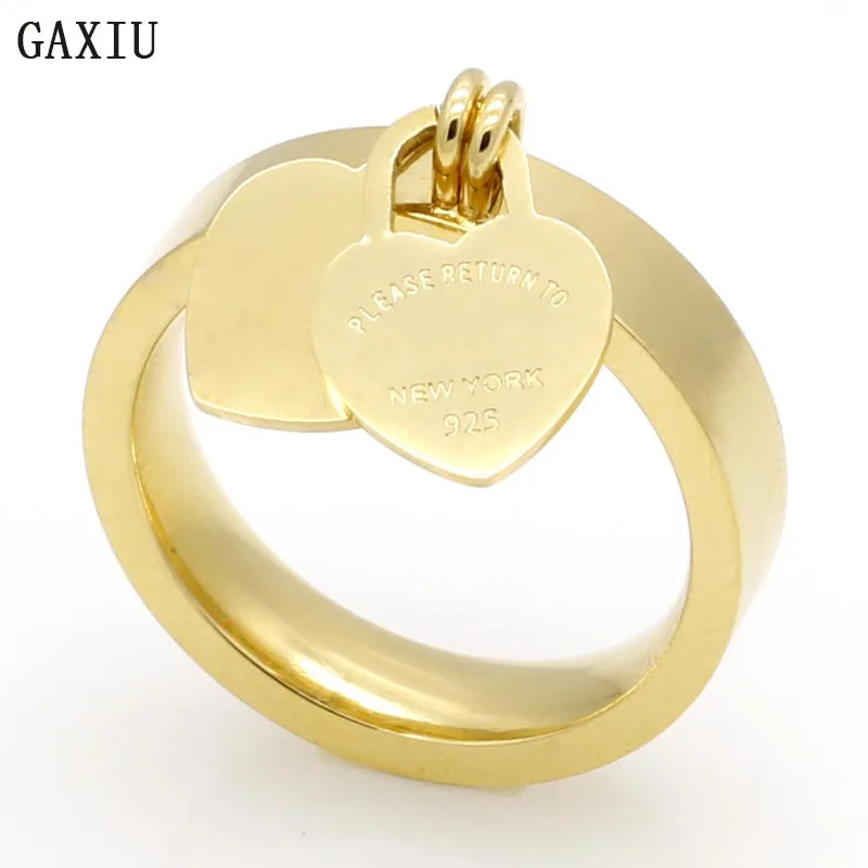 Hot Sale Three Color Optional Heart Pattern Titanium Steel Rings The ...