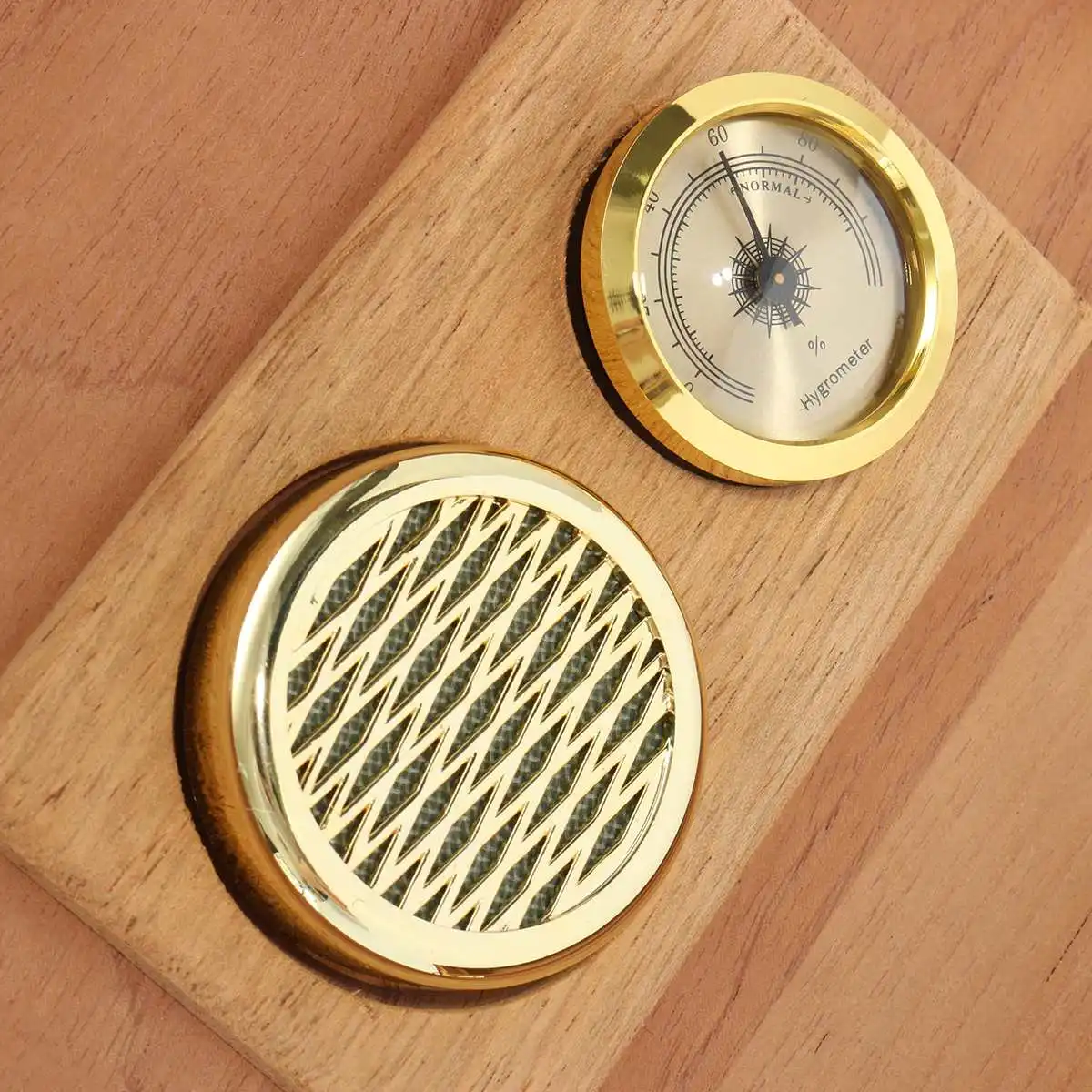 20 Count Brown Cedar Wood Lined Cigar Humidor Humidifier With ...