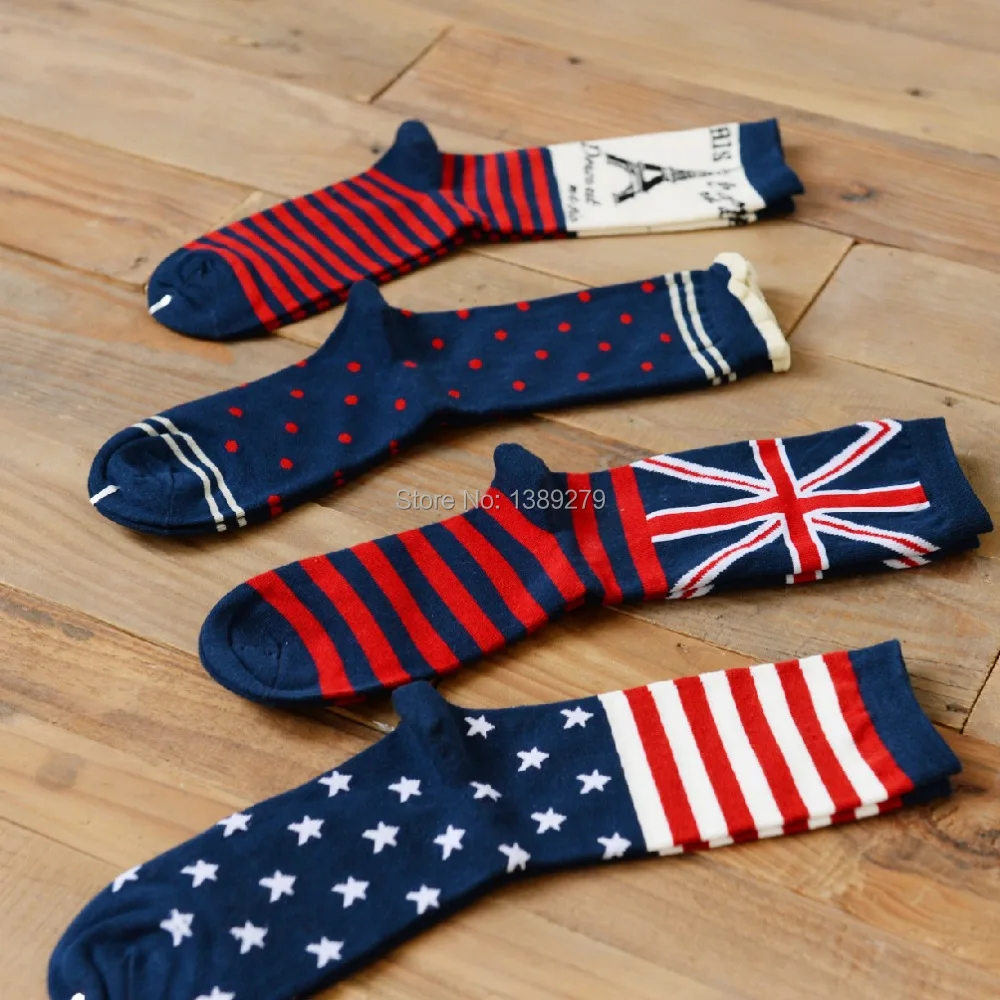 New fashion women's british style cotton socks,creative striped&dot ...
