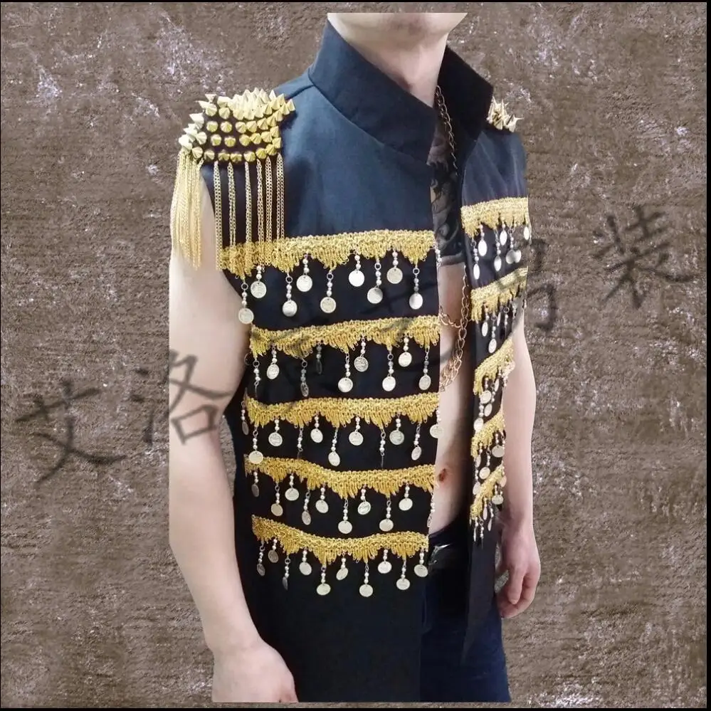 S 5xl New Men Singer Performance Clothing Personality Rock Vest Bar ...